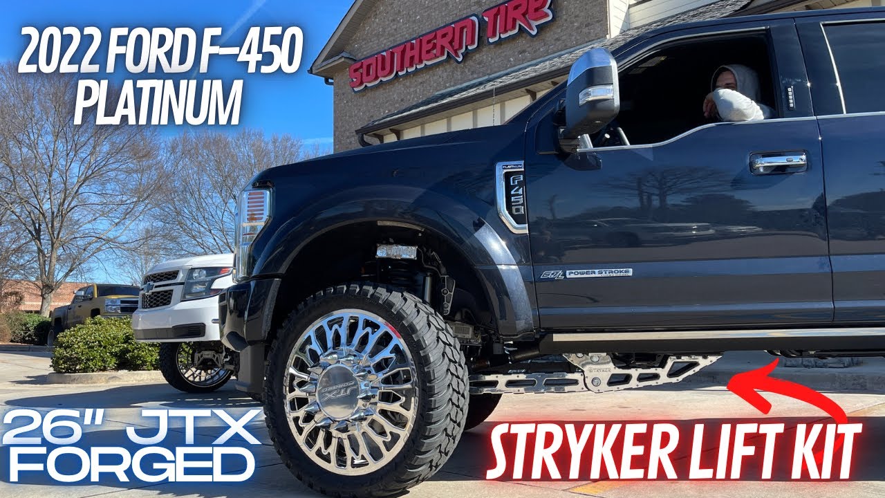 F-450 Platinum on 26” JTX Forged wheels and a Stryker lift kit - YouTube
