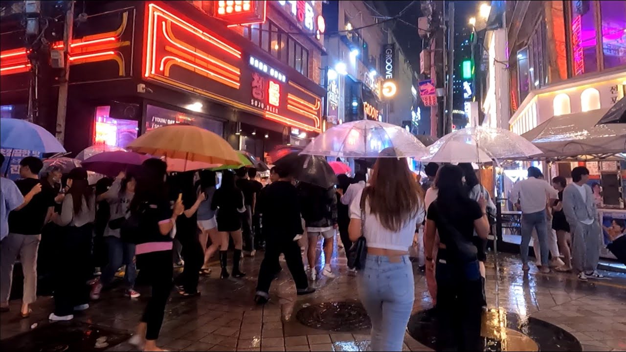 Busan Club Street on a Rainy Day /Saturday night / Seomyeon Busan Korea ...