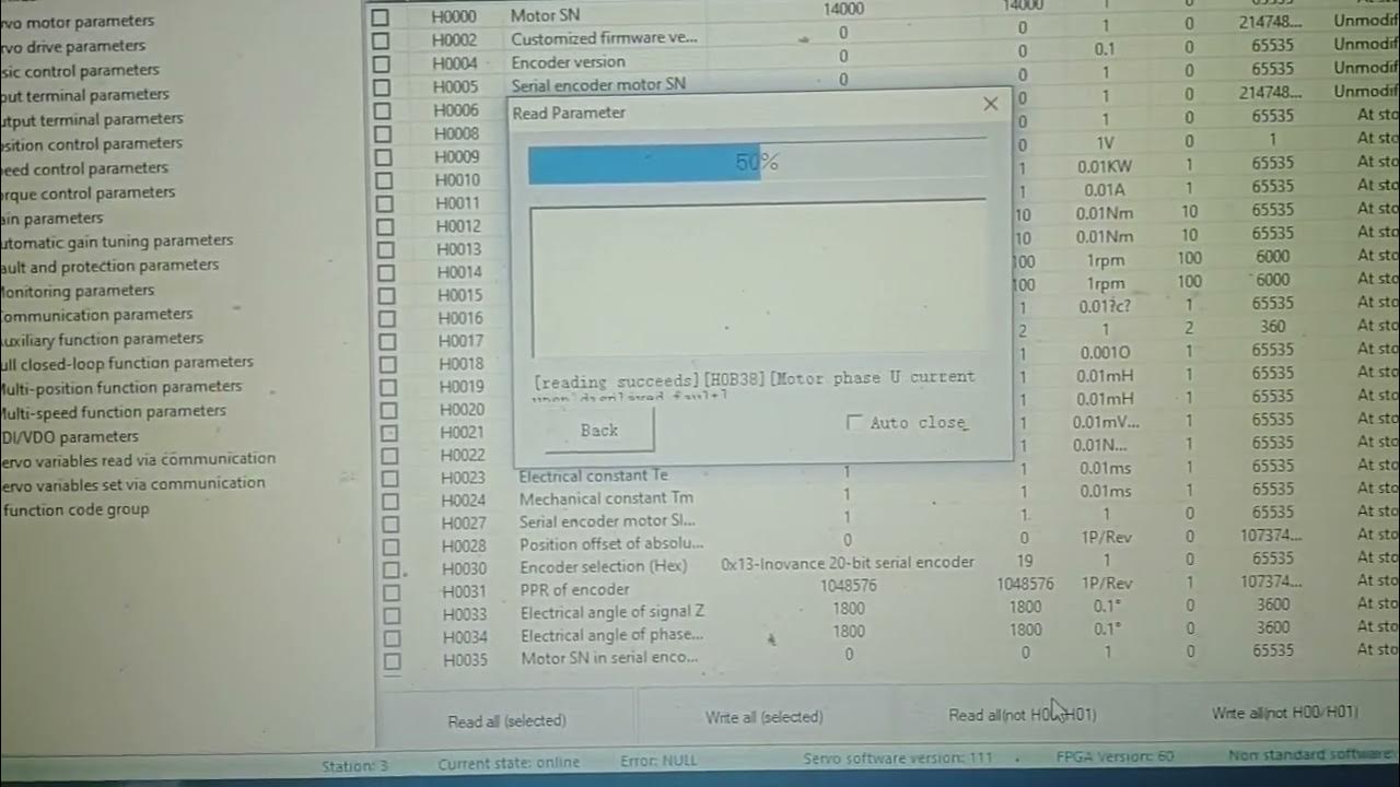 how to upload parameters inovance servo drive is620p and save as Backup #is620p #inovance - YouTube