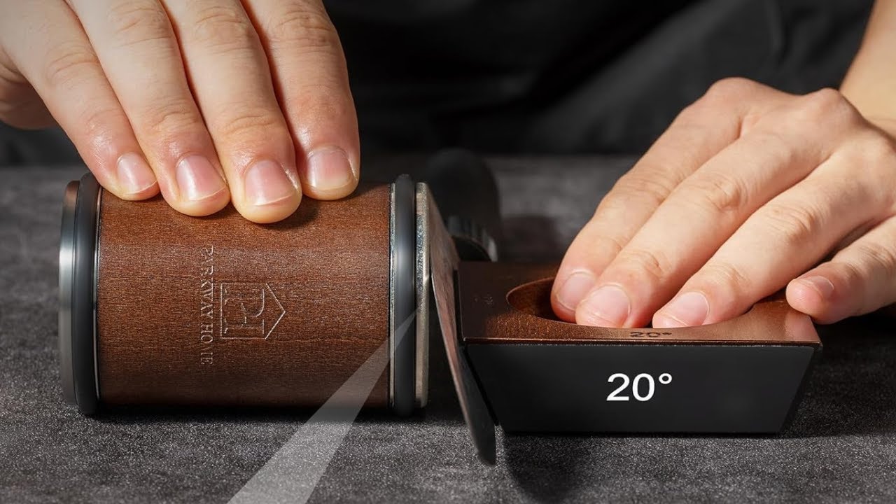 Rolling Cut Sharpener with Calfskin Strop and 15, 17, 20 & 22 Degree ...