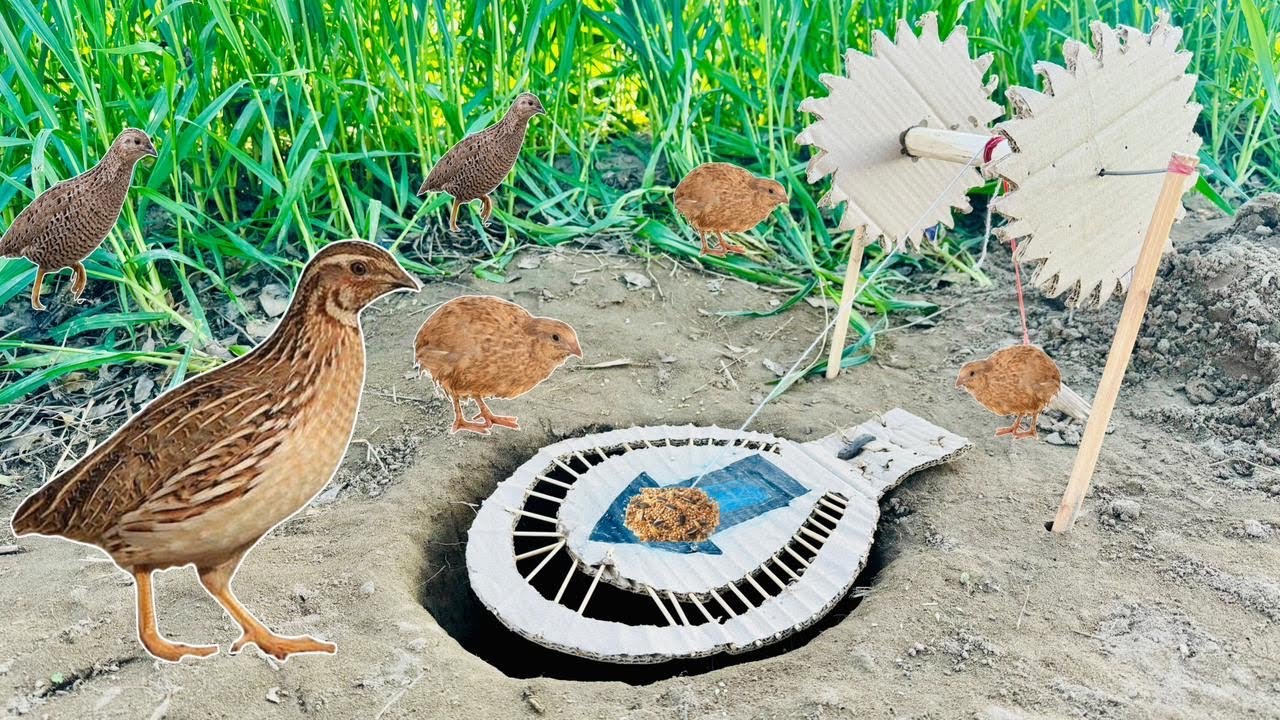 Easy Underground Quick Bird Trap Using Cardboard Paper- Best DIY quail ...