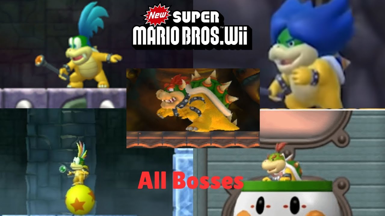 New Super Mario Bros Wii All Bosses - YouTube