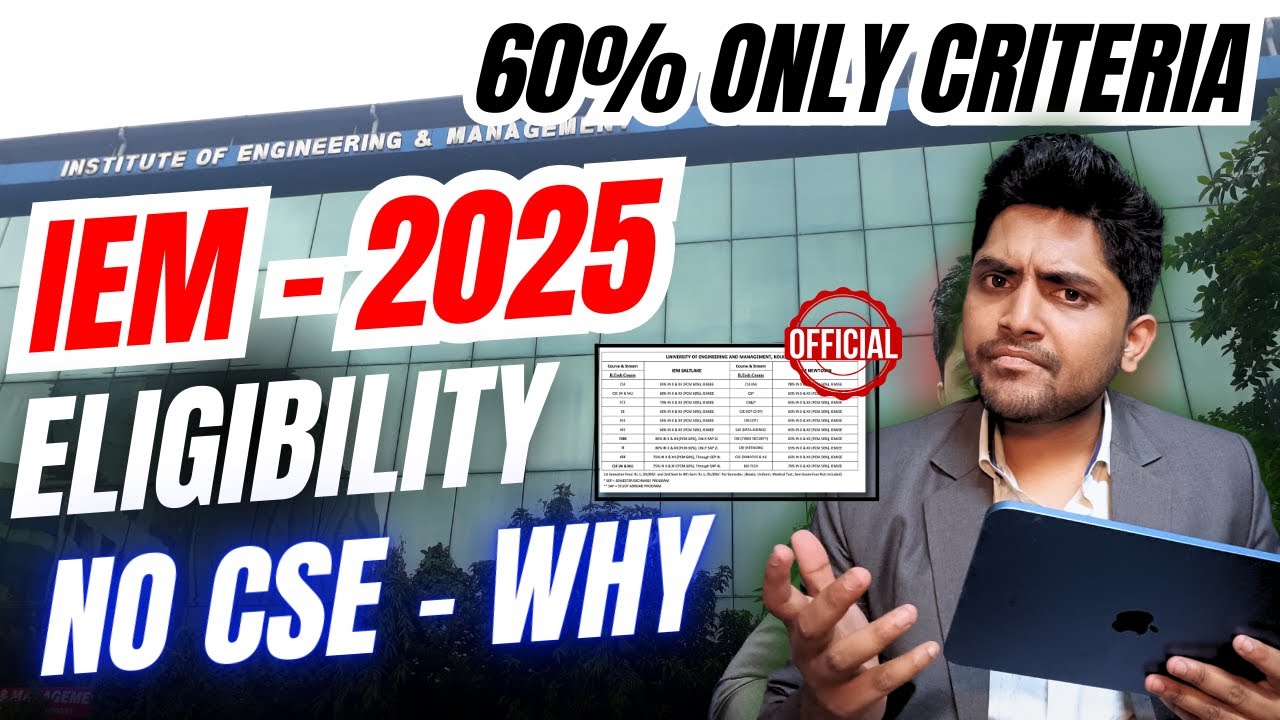 IEM Saltlake & Newtown | UEM | 60% Eligibility Rule | Admission, Fees ...