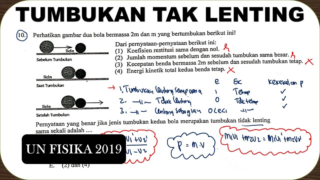 KONSEP TUMBUKAN TIDAK LENTING SAMA SEKALI | IMPULS MOMENTUM DAN ...