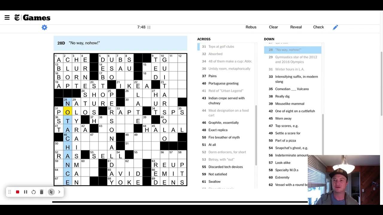 Thursday, March 6th - New York Times crossword puzzle solve - YouTube