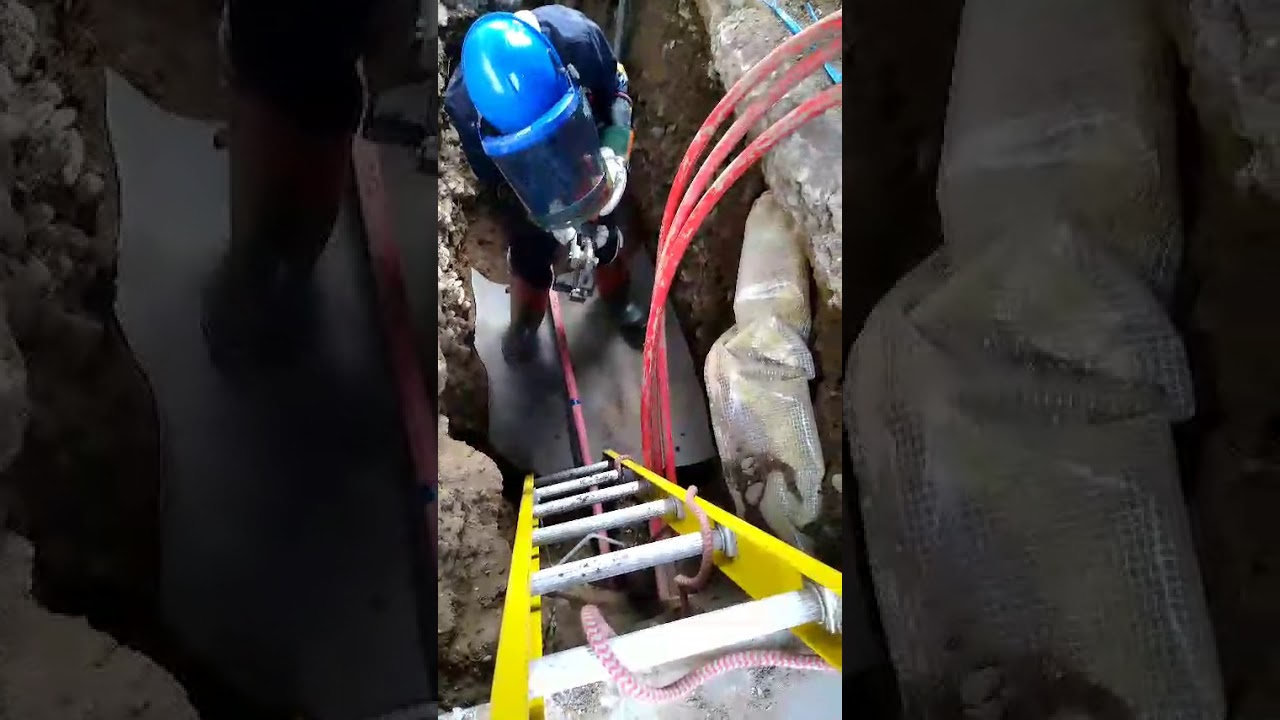 Cutting media voltage underground pilc cable for jointing - YouTube