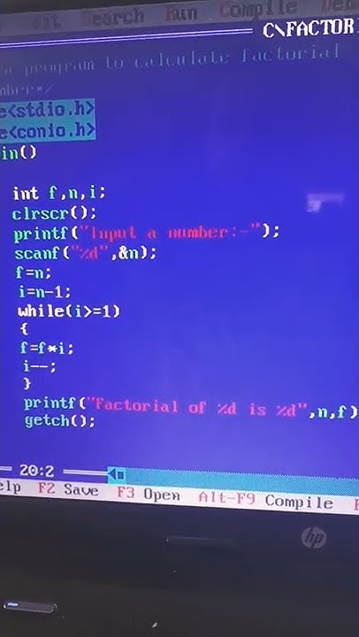 Calculate factorial of a number in c #youtubeshort #shorts #ytshorts # ...