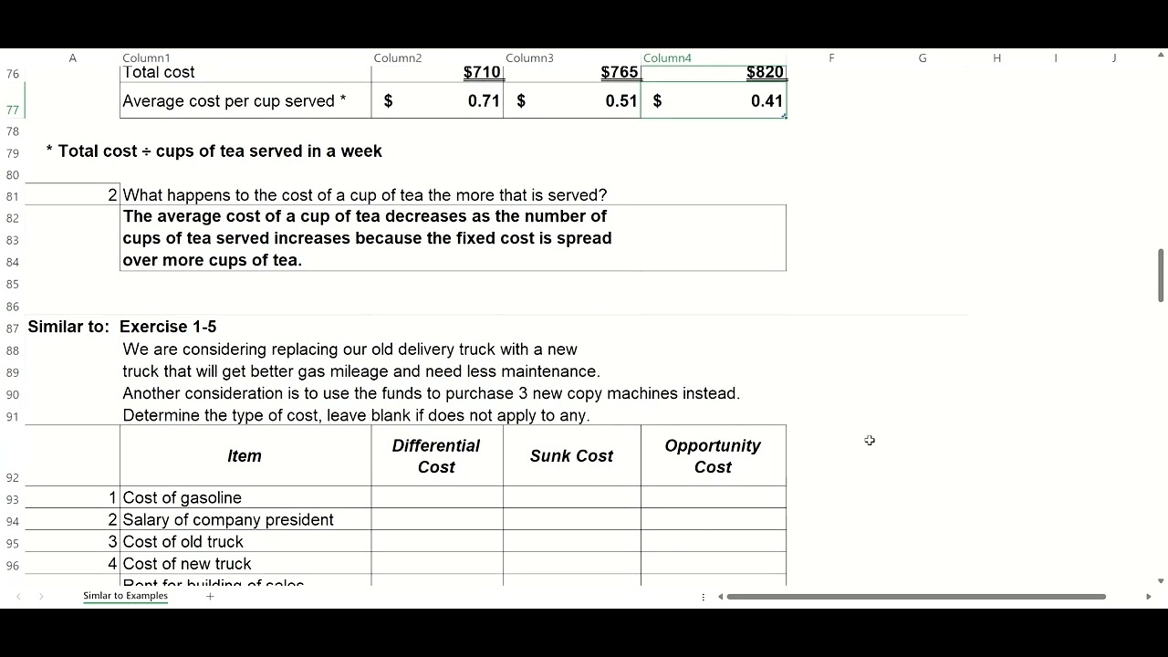 Managerial Accounting - Chapter 1 (Video 3) - Fixed, Variable, Differential, Sunk, Opport ...