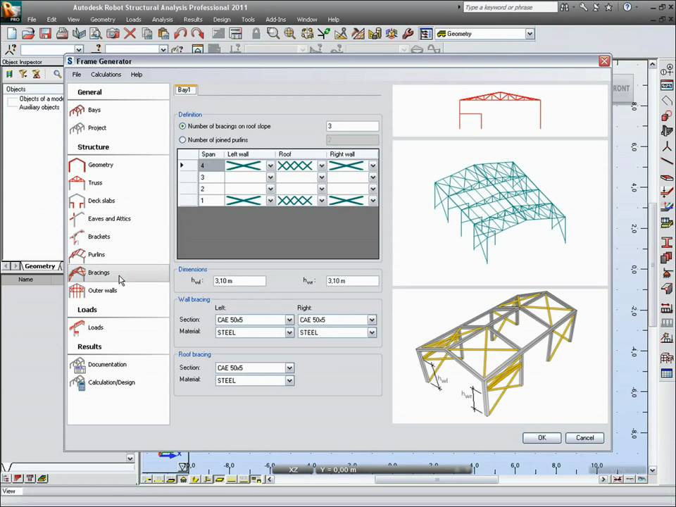 Robot Structural Analysis 2011 - Frame Generator - YouTube