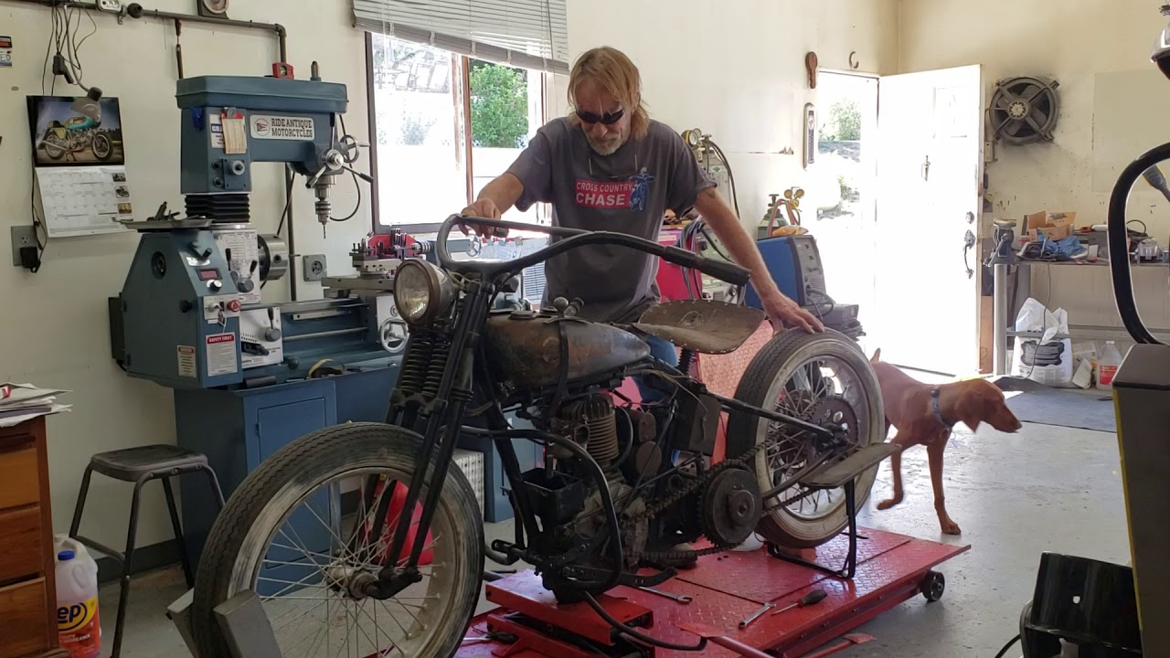 1927 harley jd blanked off single hill climber - YouTube