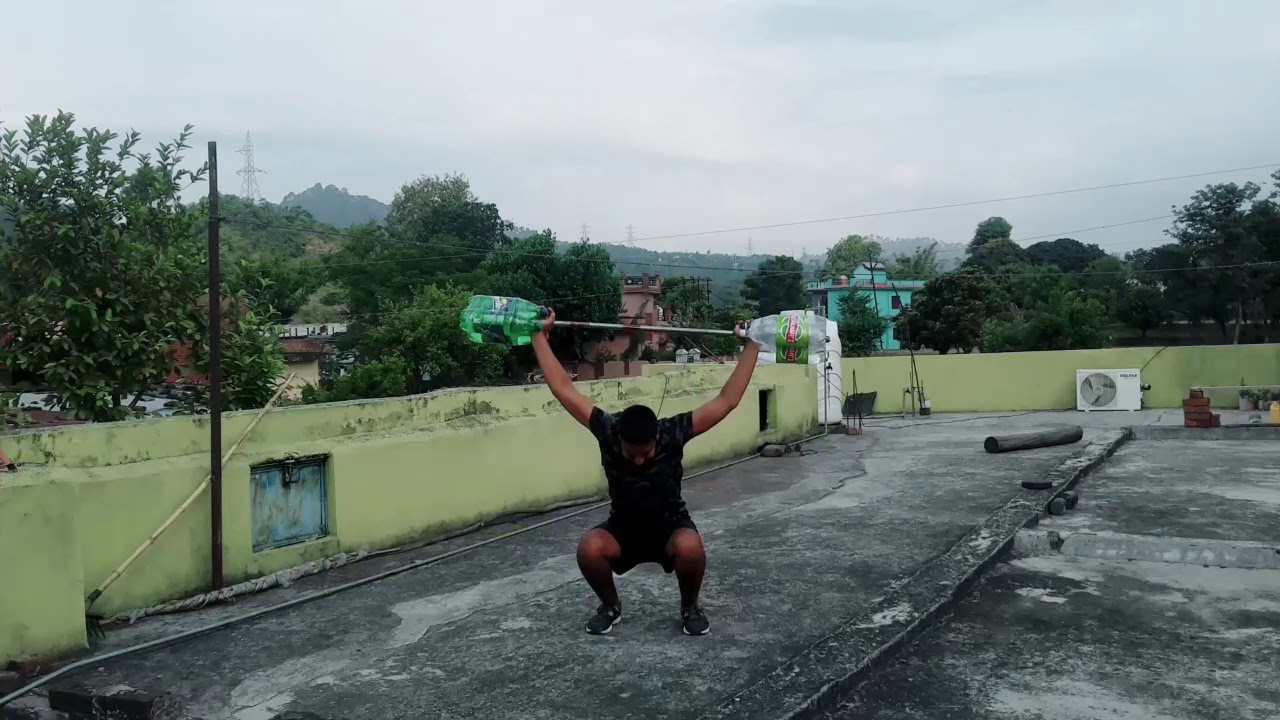 Overhead squats with bottle - YouTube