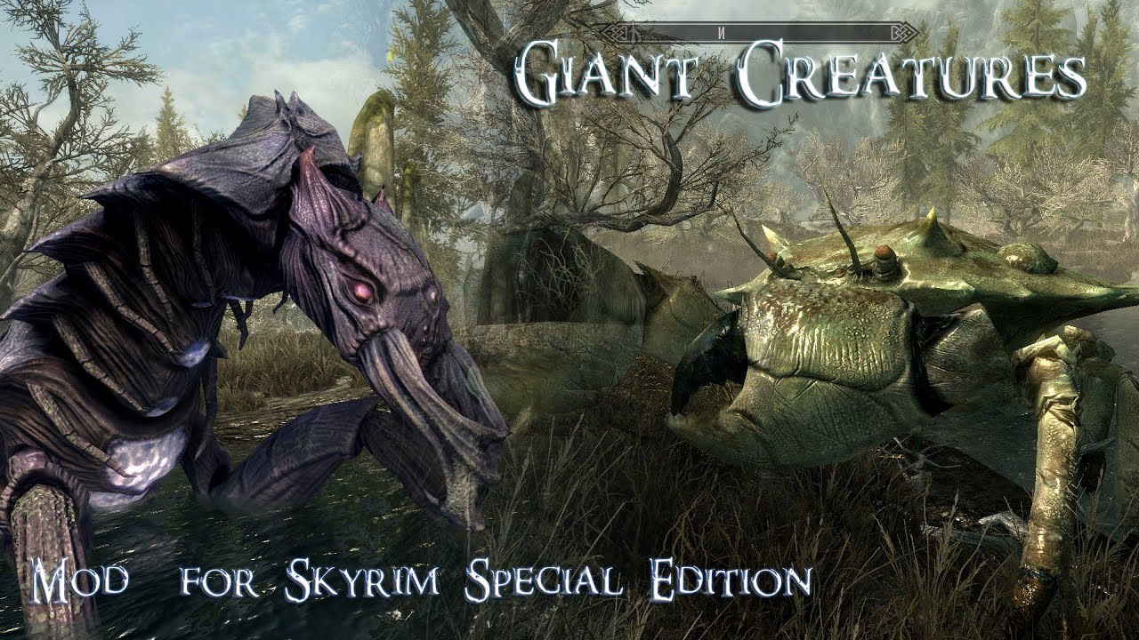 Giant creatures mod, Goliath Crab and Giant Swamp Chaurus - YouTube