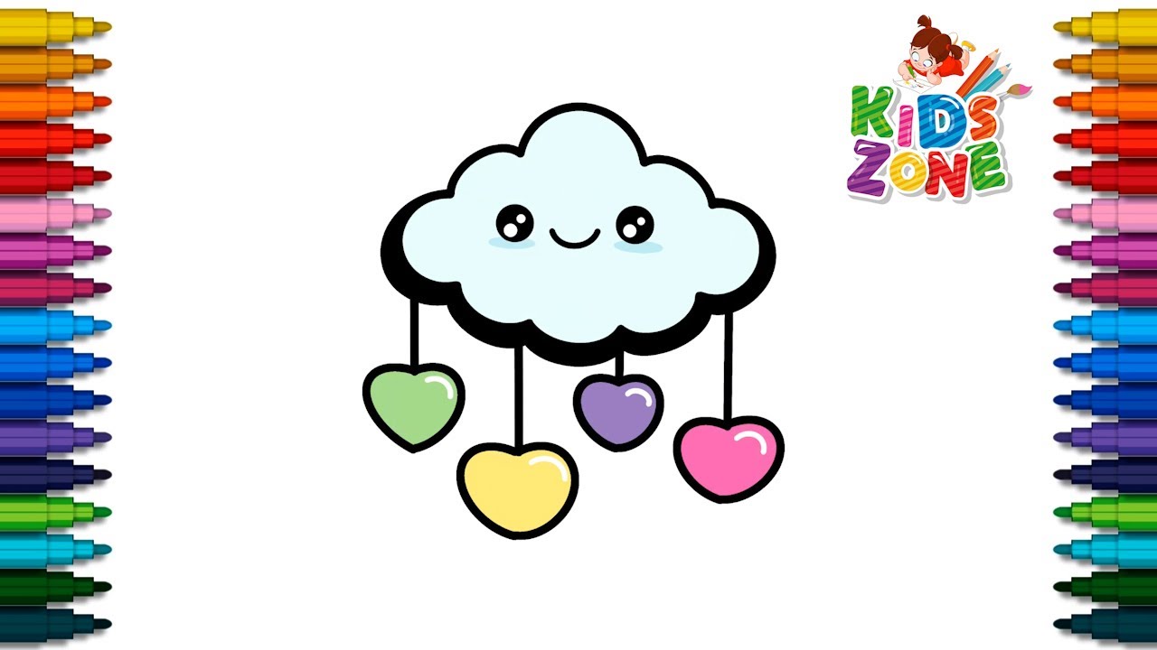 How to Draw A Cute Cloud - Cloud drawing - Easy Kids Drawings - Easy ...
