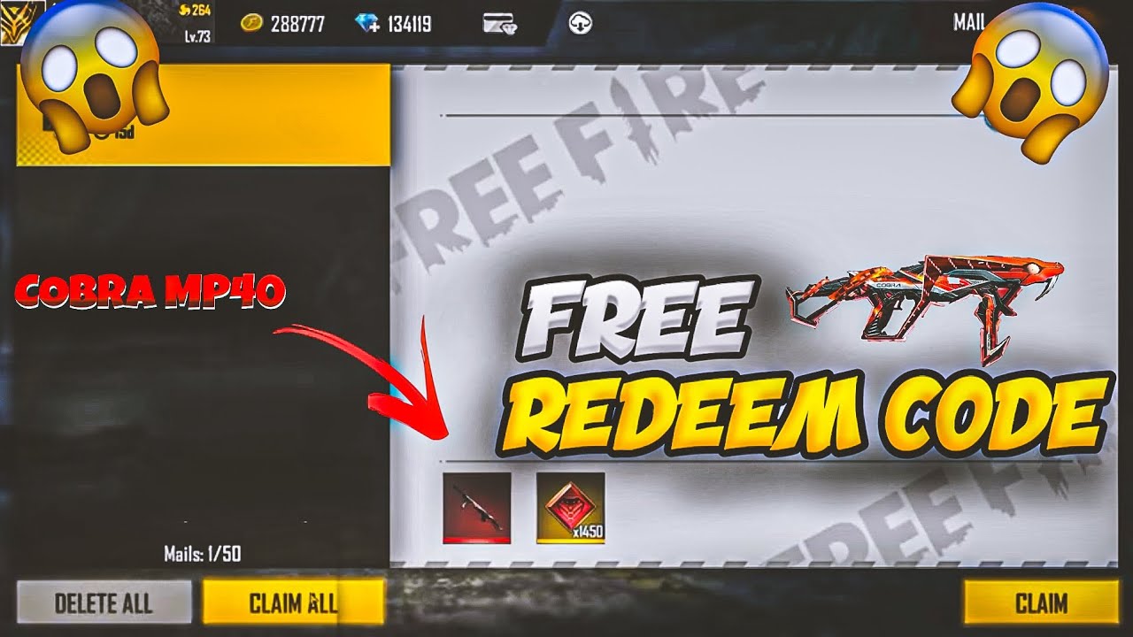 Free Fire Cobra Mp40 Redeem Code🤑SENIOR 69 - YouTube