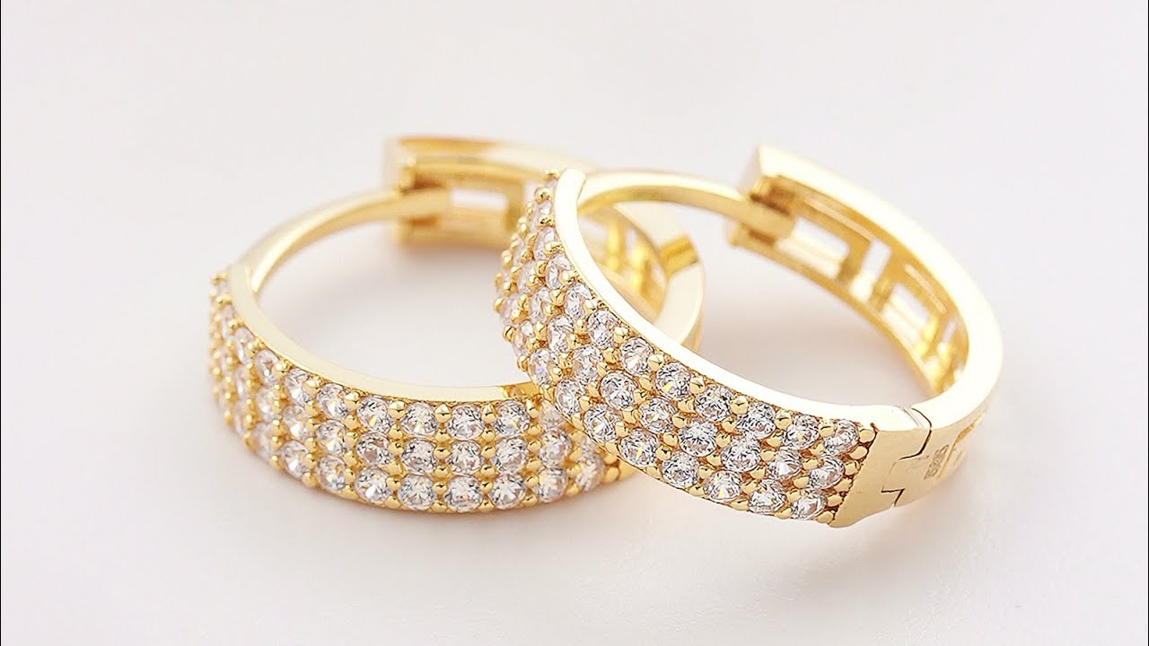 3 Row Hoop Earring Solid Gold - YouTube