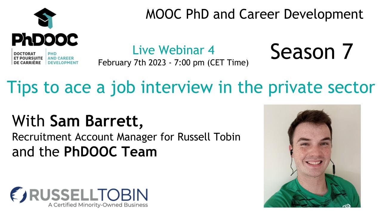 PhDOOC Season 7 - Live Webinar with Sam Barrett, Recruitment Account ...