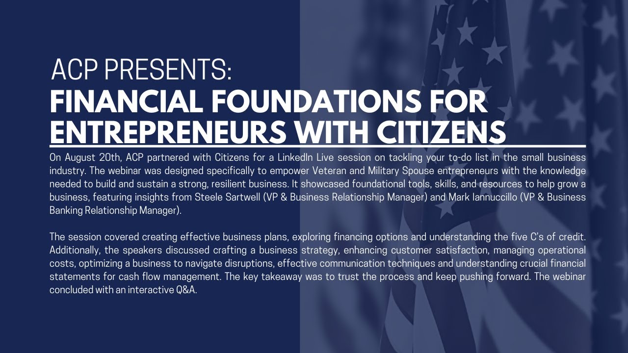 ACP Presents: Financial Foundations for Entrepreneurs with Citizens ...