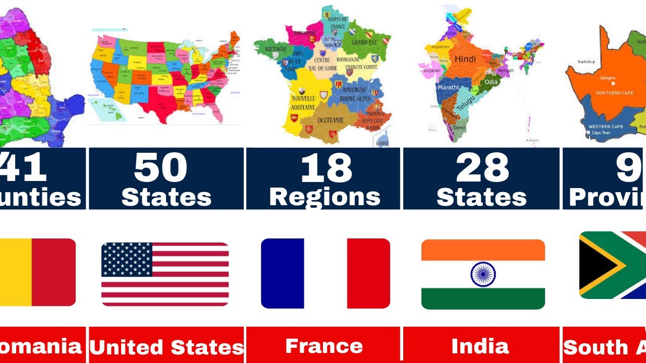 How Many States, Regions And Provinces In Each Country #geography # ...