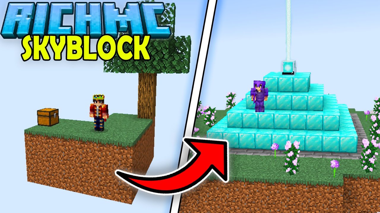 I Built a Diamond Beacon in Minecraft Skyblock (RichMC #4) - YouTube