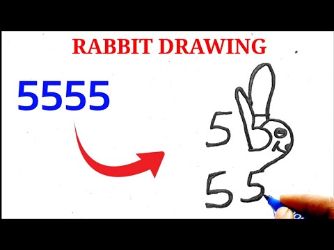 How To Draw Rabbit With 5555 Number | Rabbit Drawing Step By Step - YouTube