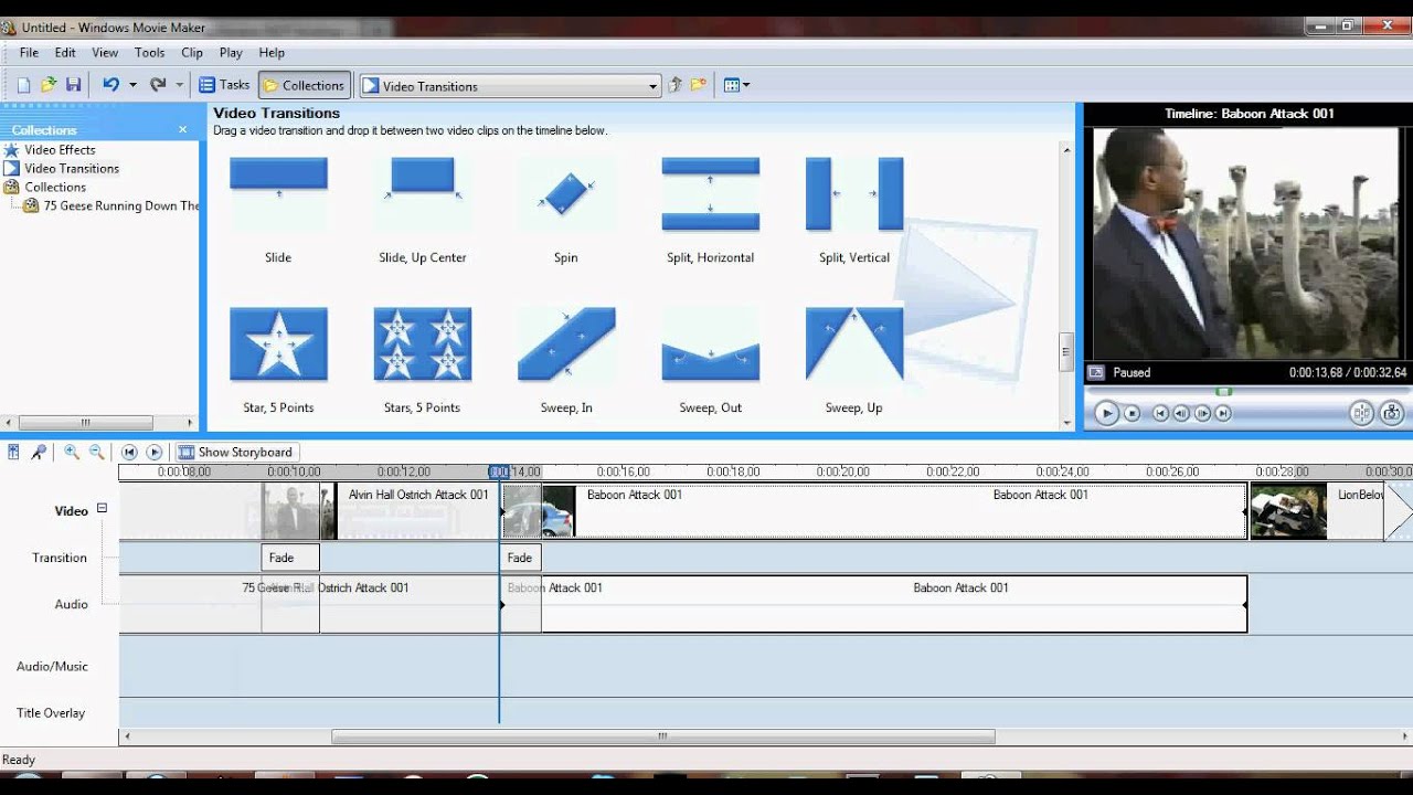 Tutorial Movie Maker 5a - transitions - YouTube