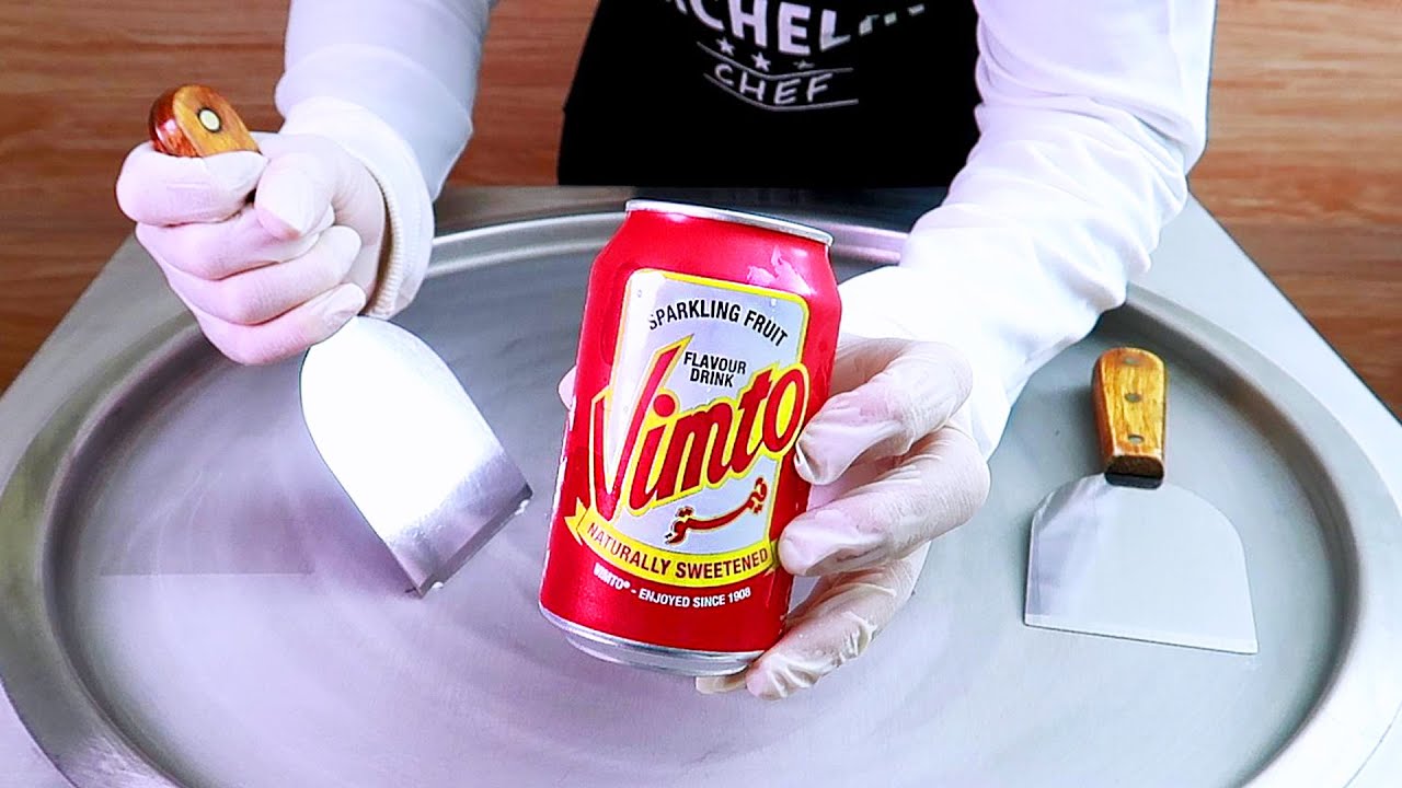 Vimto ice cream rolls street food - ايس كريم رول فيمتو - YouTube