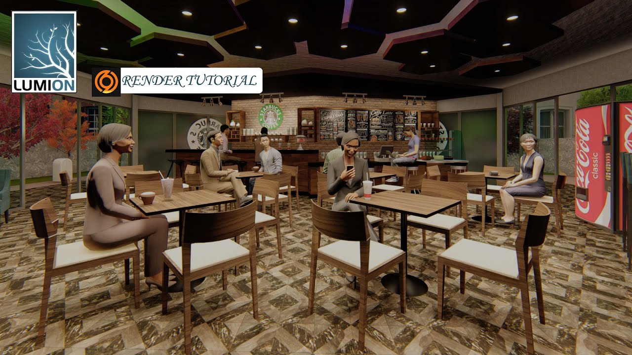 LUMION RENDERING MODERN CAFE SHOP DESIGN -RENDERING TUTORIAL - YouTube