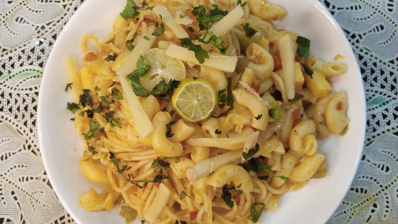 delicious vegetable microni with spaghetti/spicy microni/vegtable ...
