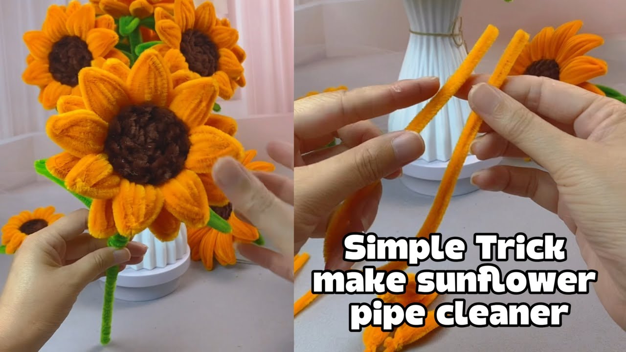 DIY Sunflower | how to make a sunflower with pipe cleaners | easy pipe ...