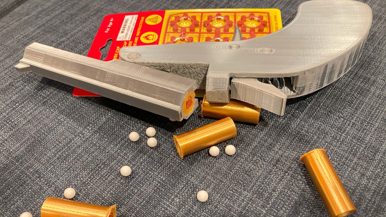 DIY 3D Printed Cap Powered Airsoft Gun - YouTube