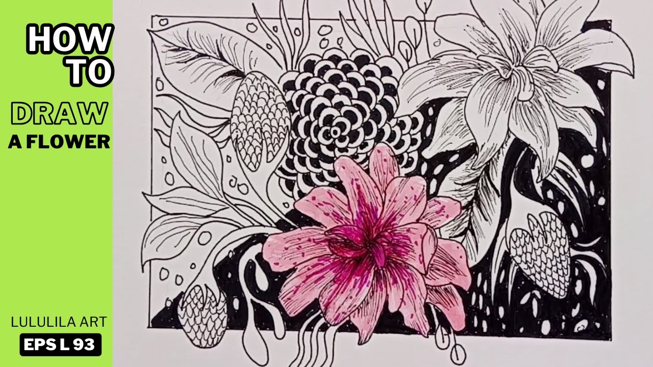 How to draw a flower - YouTube