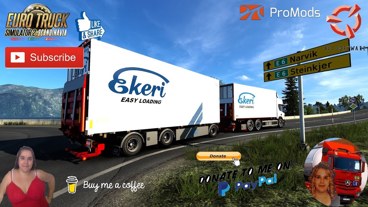 Euro Truck Simulator 2 (1.45) Delivery Norway to Sweden Map Project E6 ...