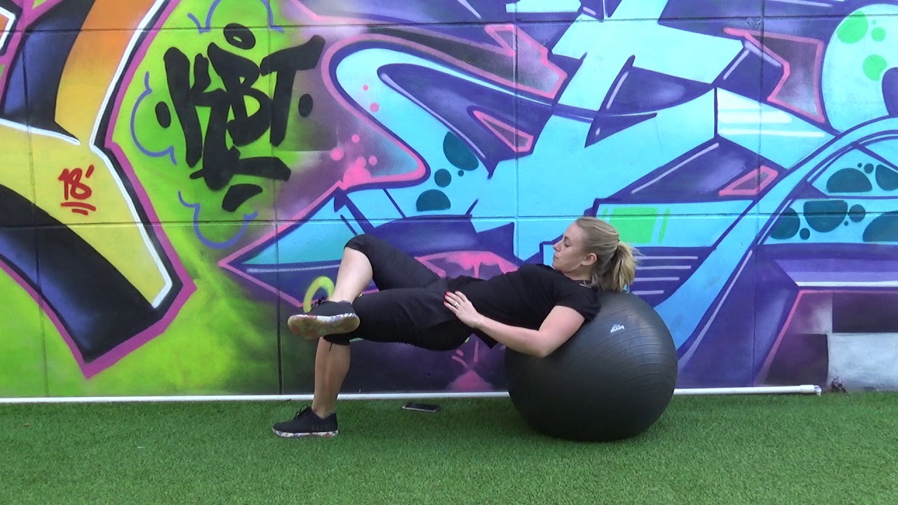 Stability ball one leg hip thrust - YouTube