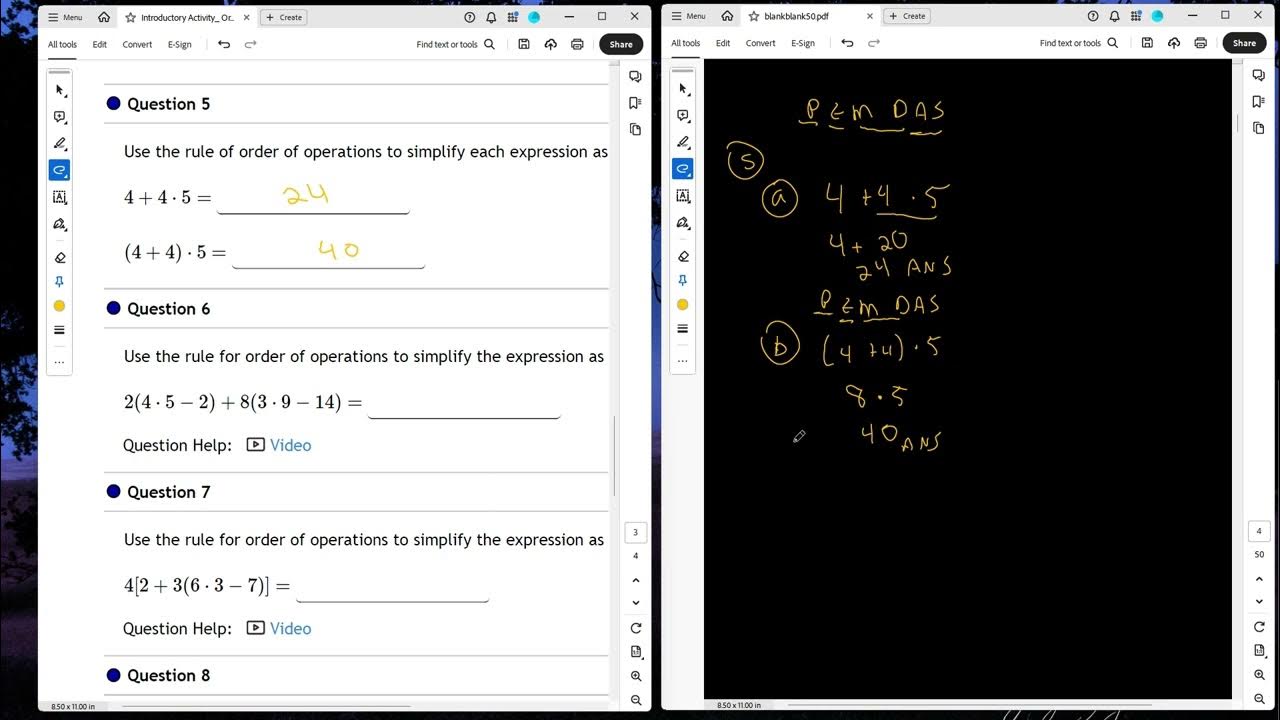 Week 1 Introductory Activity: Order of Operations - YouTube