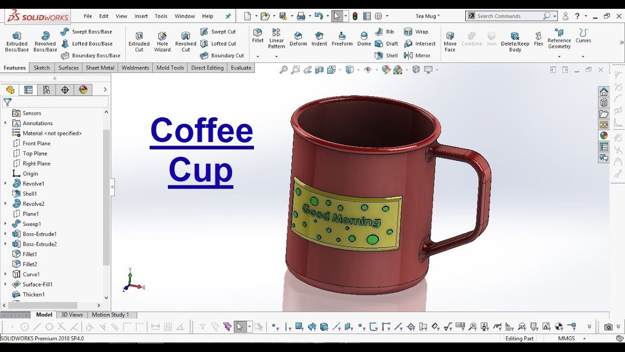 Coffee Cup Tutorial in Solidworks || Solidworks Tutorial || Solidworks ...