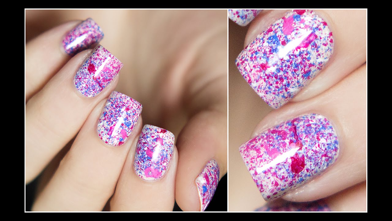 Easy splatter nails using a toothbrush - YouTube