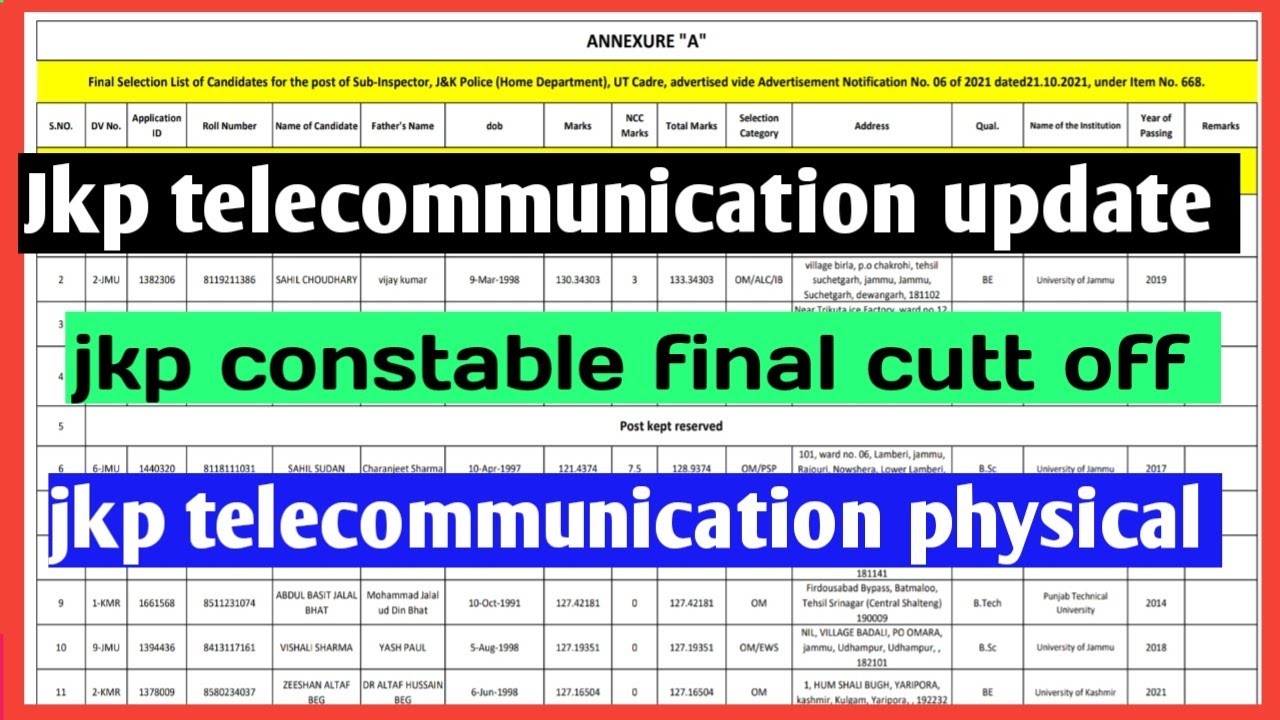 Jkp telecommunication update 🔥/jkp constable update 🔥/jkp final cutt ...