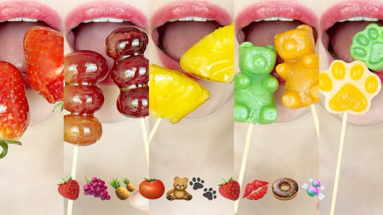 Dangbee|asmr EMOJI FOOD TANGHULU KOHAKUTO eating sounds - YouTube