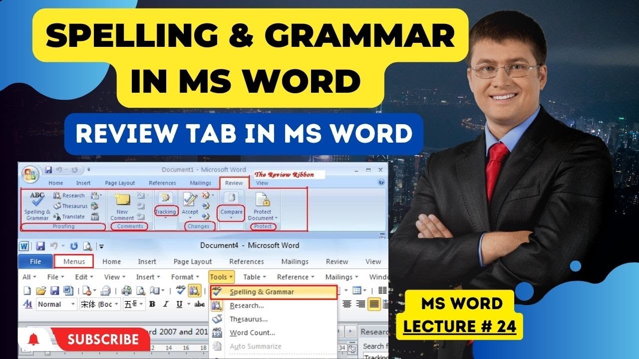 MS WORD LECTURE 24 | REVIEW MENU PART 1: Mastering Spelling, Grammar ...
