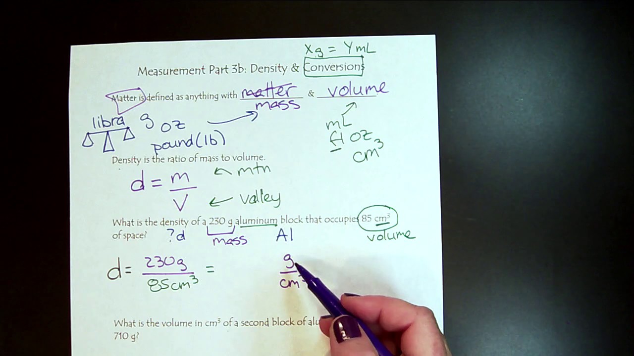 Chem 309 Measurement Part 3b - Density & Conversions - YouTube