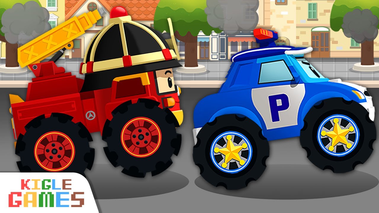 로보카폴리 영어 직업놀이 인기모음 3 경찰차 구급차 소방차 중장비 어린이교육 생활습관 영어공부 키글 게임 Kigle Games Youtube