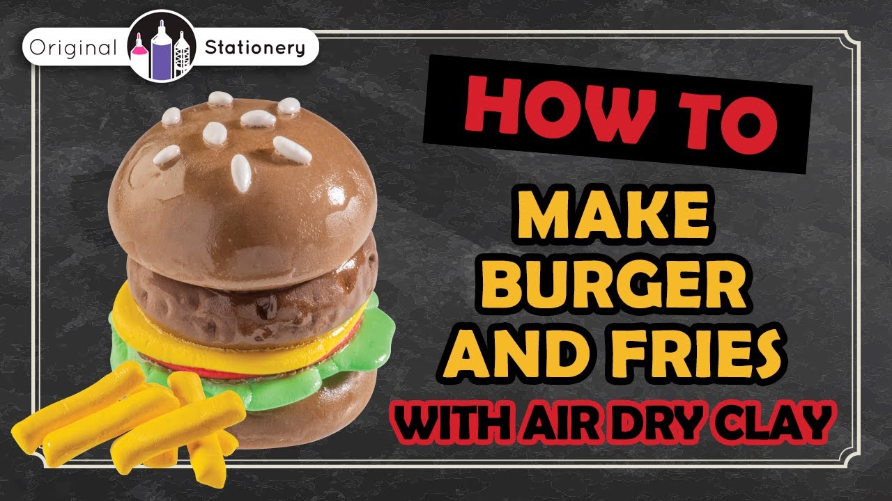 How to Make mini Burger & Fries with Air Dry Clay!! 🍔🍟 - YouTube