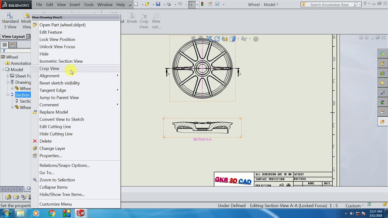 Solidworks tutorial| solidworks tutorial CROP VIEW - YouTube