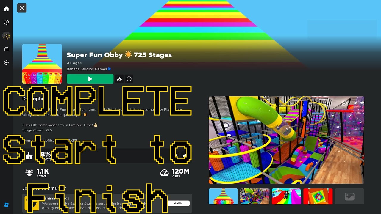 Super Fun Obby 725 Stages COMPLETE (Use this for edits) (Read Desc) (w ...