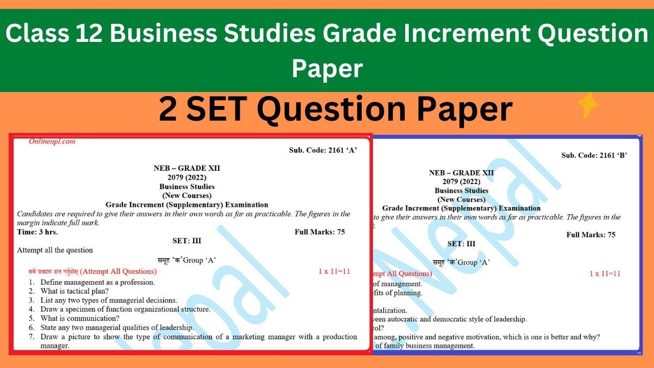 Class 12 Business Studies Grade Increment (Supplementary) Examination ...