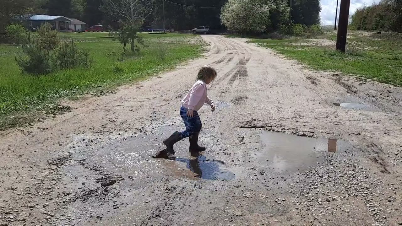 Jumping In Muddy Puddles! What Fun! - YouTube