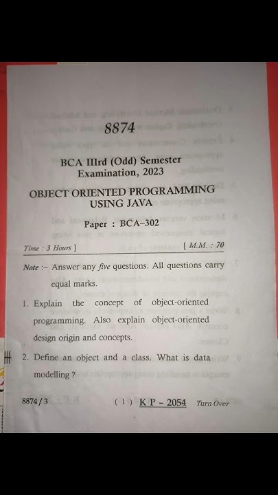 BCA question paper LU Java OOPS Object oriented programming using Java lucknow university #bca ...