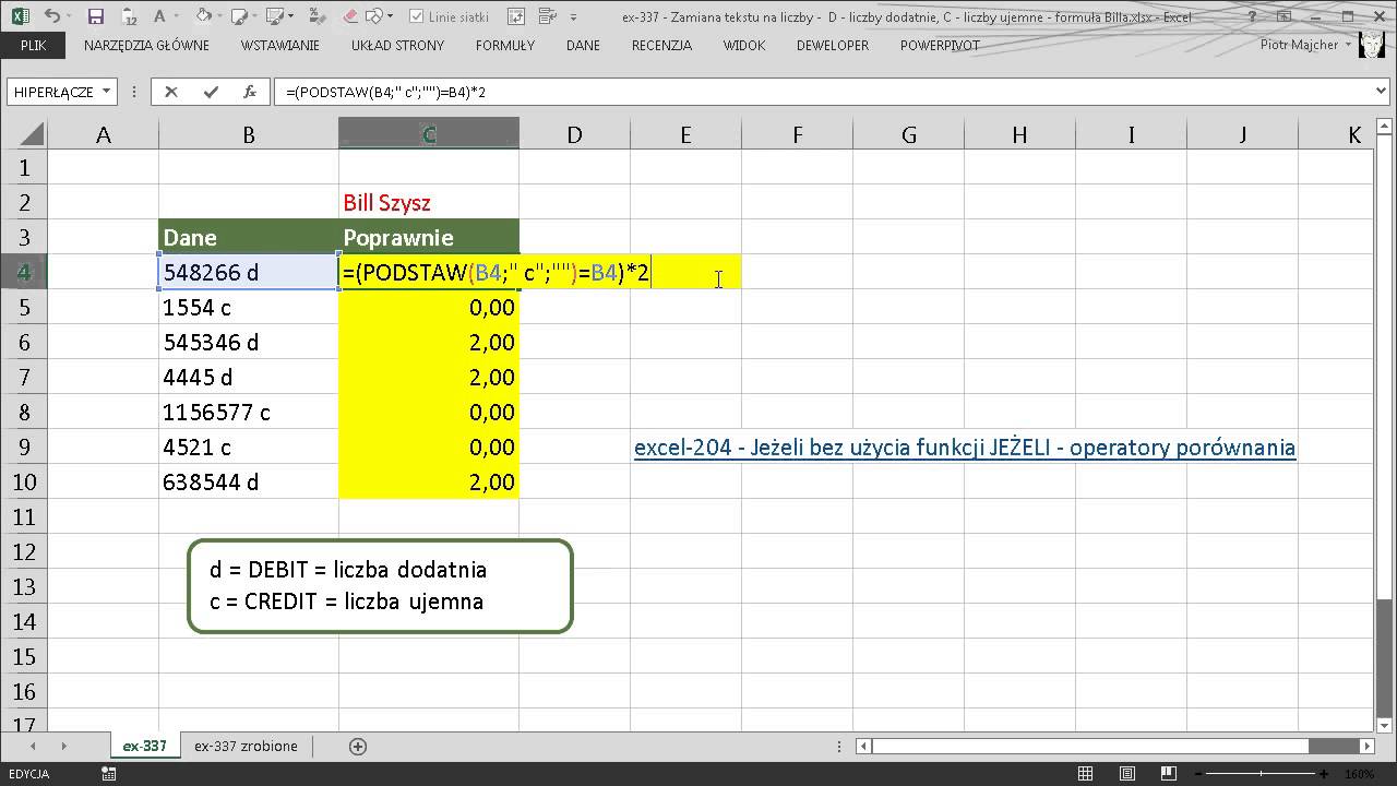 Excel 337 Zamiana Tekstu Na Liczby D Liczby Dodatnie C Liczby