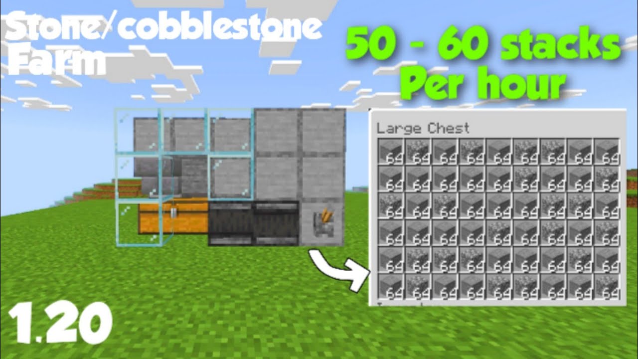 Simple Stone Farm Tutorial For Minecraft Bedrock 1.20 - YouTube