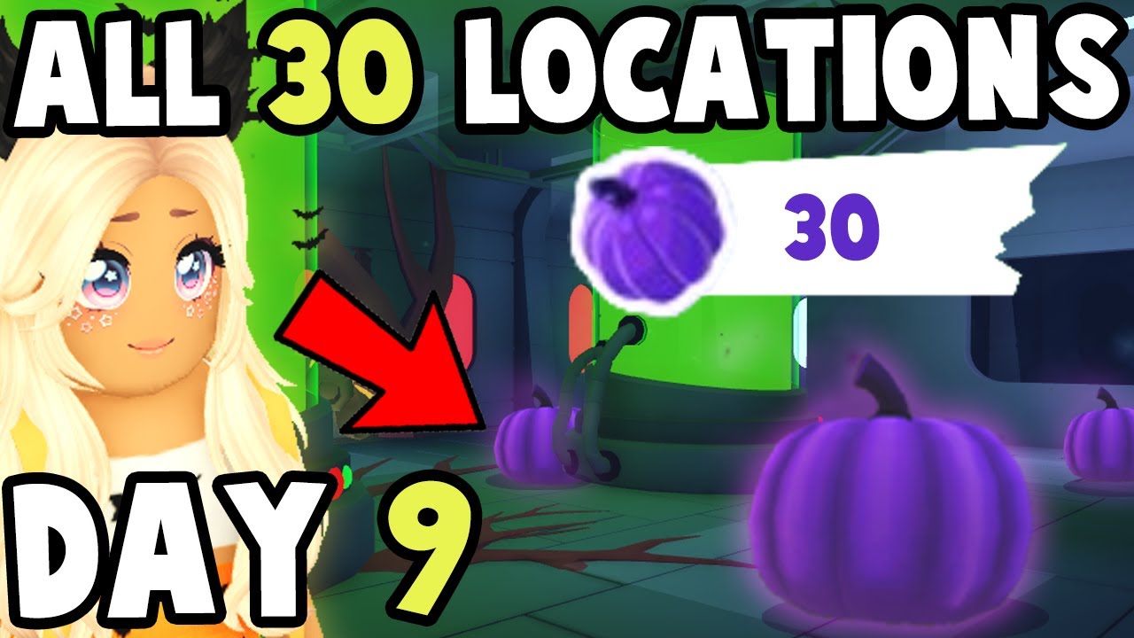 (DAY 9) ALL 30 Purple Pumpkin Locations in Adopt Me! - YouTube